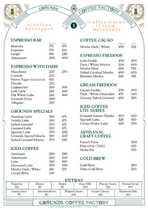 MENU - Grounds Coffee Factory