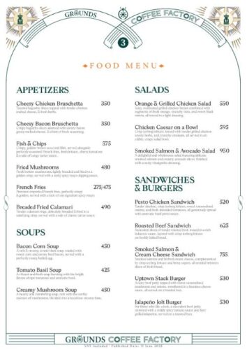 MENU - Grounds Coffee Factory