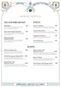 MENU - Grounds Coffee Factory